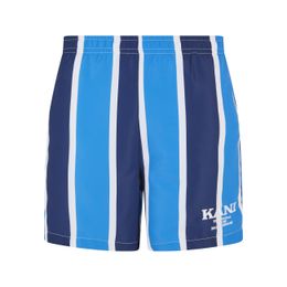Badeshorts Karl Kani "Karl Kani Herren KM242-037-1 Retro Striped Boardshorts", Herren, Gr. S, US-Gr&ouml;&szlig;en, aqua, navy, wei&szlig;, 100% Polyester, Badehosen Badeshorts