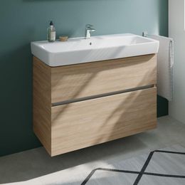 Geberit Renova Plan Waschtisch, evineo ineo5 evo Unterschrank B: 100 cm, 2 Ausz&uuml;ge, mit Griffmulde,, 501706001+BE0991OA,