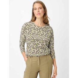 Kurzarmshirt Brax "Style CHARLENE", Damen, Gr. 44, khaki, 47% Baumwolle, 47% Modal, 6% Elasthan, Rundhals, Shirts