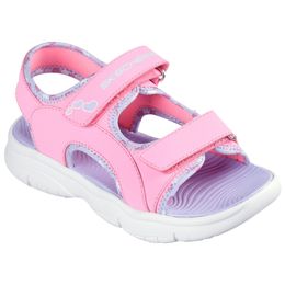 Sandale Skechers "FLEX SPLASH", M&auml;dchen, Gr. 28, bunt (rosa, lavendel), Lederimitat, Textil, kontrastfarbene Details, Schuhe Sandale, Klettschuh mit Herz-Applikation, Gr&ouml;&szlig;enschablone zum Download