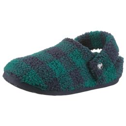 Hausschuh Crocs "Classic Buffalo Check Cozzzy Slipper", Herren, Gr. 39, navy, gr&uuml;n, Croslite&trade;, Fleece, kariert, Basic, Schuhe Hausschuh, Pantoffel, Mule mit kariertem Muster
