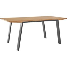 Esstisch OTTO products "Flemming", beige (natur), H:75cm, Tische, Esstisch, Massivholz Eiche, 175 cm oder 225 cm, elegant gew&ouml;lbte Tischplatte