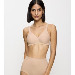 B&uuml;gelloser BH Triumph "Modern Soft+Cotton N", Damen, Gr. 95, Cup C, beige (neutral beige), Microtouch, Obermaterial: 40% Polyamid, 37% Baumwolle, 23% Elasthan, unifarben, BHs B&uuml;gelloser BH, mit dezenten Streifen