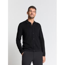 Carmenpullover NO EXCESS "NO EXCESS Cardigan mit Knopfleiste Pullover Full Button Polo", Herren, Gr. XXL, schwarz, 50% Baumwolle, 50% Modal, Pullover Carmenpullover