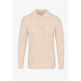 Polokragenpullover FELIX HARDY "Pullover mit Polo-Kragen", Herren, Gr. L, beige, 100% Baumwolle, Pullover