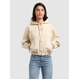 Jeansjacke Khujo "GRETEL", Damen, Gr. M, sand, Denim/Jeans, 100% Baumwolle, loose fit h&uuml;ftlang, eingesetzt elastischer Bund, Jacken Jeansjacke