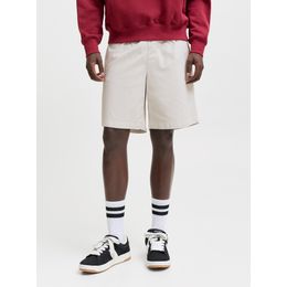 Jack & Jones Shorts JACK & JONES "JPSTJAIDEN CARTER WASH DOB SHORTS REG SN", Herren, Gr. L, N-Gr, jet stream, Web, Obermaterial: 98% Baumwolle, 2% Elasthan, unifarben, relaxed fit knielang, Hosen Shorts
