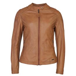 Lederjacke Mustang "Lederjacke 31019200", Damen, Gr. L, braun (cognac), Obermaterial: 100% Lammleder LEL. Futter: 100% Baumwolle CO., Jacken Lederjacke