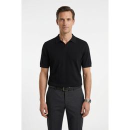 Poloshirt OLYMP "Strick Casual", Herren, Gr. M, schwarz, Feinstrick, Obermaterial: 50% Baumwolle, 50% Lyocell, unifarben, regular fit h&uuml;ftbedeckend, Rippb&uuml;ndchen, Shirts Poloshirt, mit geripptem Kragen, unifarben