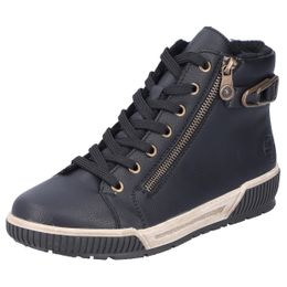 Winterboots Rieker, Damen, Gr. 39, schwarz, Lederimitat, unifarben, Schuhe Winterboots, Schn&uuml;rboots, High Top Sneaker mit praktischem Rei&szlig;verschluss