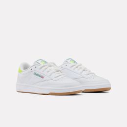 Sneaker Reebok CLASSIC "CLUB C", M&auml;dchen, Gr. 39, ftwr wei&szlig;, digital lime, field gr&uuml;n, Leder, Synthetik, Schuhe Sneaker