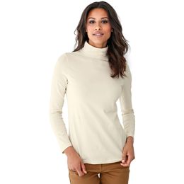 Rollkragenshirt Heine "Rollkragen-Shirt", Damen, Gr. 46, beige (ecru), 95% Baumwolle, 5% Elasthan, unifarben, Shirts