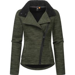 Strickfleecejacke Ragwear "Strickfleecejacke Saskie Melange", Damen, Gr. XXL, gr&uuml;n (schwarz olive), Obermaterial: 56% Polyester PES. 44% Baumwolle CO. Obermaterial: Futter: 100% Polyester PES., Jacken Strickfleecejacke