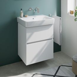 Geberit Renova Plan Waschtisch, evineo ineo5 evo Unterschrank B: 60 cm, 2 Ausz&uuml;ge, mit Griffmulde,, 501638008+BE0985WM,