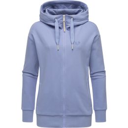 Kapuzensweatjacke Ragwear "Sweatjacke Yodis Zip", Damen, Gr. M, blau, Obermaterial: 70% Baumwolle CO. 30% Polyester PES., Sweatjacken Kapuzensweatjacke