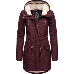 Wintermantel Ragwear "Wintermantel Elsie", Damen, Gr. M, rot (wine rot22), Obermaterial: 65% Polyester PES. 35% Baumwolle CO. Obermaterial: Futter: 100% Polyester PES. 100% Polyester PES., M&auml;ntel Wintermantel
