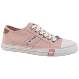 Sneaker Mustang Shoes "Winona", Damen, Gr. 38, ros&eacute;, Baumwolle, Schuhe Sneaker, Freizeitschuh, Halbschuh, Schn&uuml;rschuh mit seitlichem Logoschriftzug