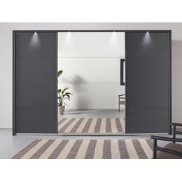 Schwebet&uuml;renschrank Rauch "Kleiderschrank Schrank Garderobe OTELI inkl. 3 Innenschubladen", grau (graumetallic), B:323cm H:214cm T:68cm, Holzwerkstoff, Schr&auml;nke, Schwebet&uuml;renschrank, inkl. Passepartout optional mit Beleuchtung MADE IN GERMANY