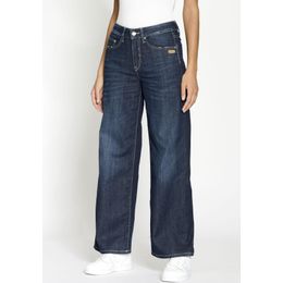 Weite Jeans Gang "94CARLOTTA", Damen, Gr. 26, N-Gr, blau (schwarz summer), Denim/Jeans, Obermaterial: 88% Baumwolle, 8% Elastomultiester, 4% Elasthan, weit bodenlang, Jeans Weite Jeans, weiter Fit im bodenlangen Palazzo-Style