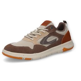 Sneaker Camel Active, Herren, Gr. 41, braun, natur, Leder, Textil, Schuhe Sneaker, Schn&uuml;rschuh, Halbschuh, Freizeitschuh mit Logo-Aufn&auml;her