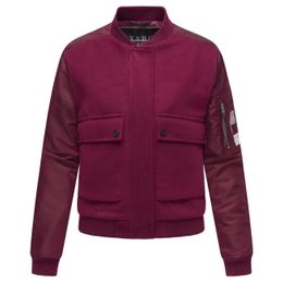 Bomberjacke Navahoo "Bomberjacke Willstehaben 14", Damen, Gr. XXL, rot (wine), Obermaterial: 90% Polyacryl PAN. 8% Viskose CV. 2% Elasthan EL. Obermaterial: 100% Nylon NY. Futter: 100% Polyester PES. 100% Polyester PES., Jacken Bomberjacke