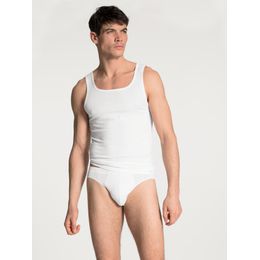 Muskelshirt Calida "Evolution", Herren, Gr. L (52/54), wei&szlig;, Single Jersey, Obermaterial: 94% Baumwolle, 6% Elasthan, unifarben, Basic, Basic schmal h&uuml;ftbedeckend, eckiger Ausschnitt, Shirts, Karree-Ausschnitt, breite Tr&auml;ger, Single Jersey, Baumwollmix