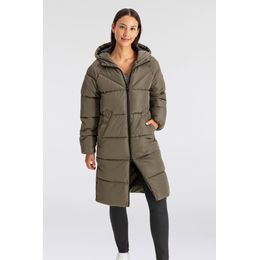 Steppmantel Only "ONLAMAND &ndash; Langer Puffercoat mit 2-Wege-Rei&szlig;verschluss", Damen, Gr. M, gr&uuml;n (kalamata), Web, Obermaterial: 100% Polyester, unifarben, l&auml;ssig geschnitten lang, M&auml;ntel Steppmantel, l&auml;ssig geschnitten, modisch, Steppware, Materialmix, hochschlie&szlig;end