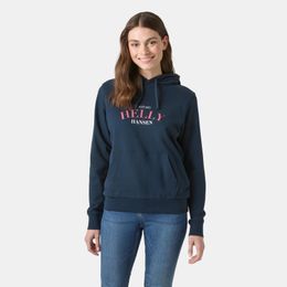 Kapuzensweatshirt Helly Hansen "W CORE GRAPHIC HOODIE", Damen, Gr. L, navy, Obermaterial: 100% Baumwolle, Sweatshirts, mit Kapuze, f&uuml;r sportliche Aktivit&auml;ten und Freizeit