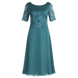 Cocktailkleid Vera Mont "Cocktailkleid mit Spitze", Damen, Gr. 46, EURO, gr&uuml;n (schwarz emerald), 100% Polyester PES., Kleider Cocktailkleid