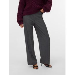 V&eacute;ro Moda Anzughose VERO MODA "VMTEXAS MW STRAIGHT PANT NOOS", Damen, Gr. L (40), L&auml;nge 32, grau (dunkelgrau melange), Web, Obermaterial: 75% Polyester, 21% Viskose, 4% Elasthan, unifarben, normal, Hosen Anzughose