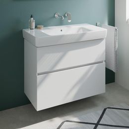 Geberit Renova Plan Waschtisch, evineo ineo5 evo Unterschrank B: 90 cm, 2 Ausz&uuml;ge, mit Griffmulde,, 501704008+BE0990WH,