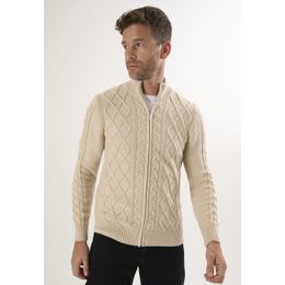 Strickjacke FELIX HARDY "Strickjacke mit durchgehendem Rei&szlig;verschluss", Herren, Gr. L, beige, 100% Baumwolle, Strickjacken Strickjacke