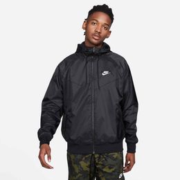 Windbreaker Nike Sportswear "M NK WVN LND WR HD JKT", Herren, Gr. L, schwarz, wei&szlig;, Obermaterial: 100% Polyester, normal, Jacken Windbreaker, mit Mesh-Futter, leichtes Material, mit Rei&szlig;verschluss