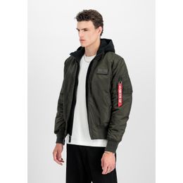 Bomberjacke Alpha Industries "MA-1 D-Tec", Herren, Gr. L, schwarz (schwarz olive), Obermaterial: 100% Nylon, Futter: 100% Nylon, Kapuze: 75% Baumwolle, 25% Polyester, F&uuml;llung: 100% Polyester, Jacken Bomberjacke