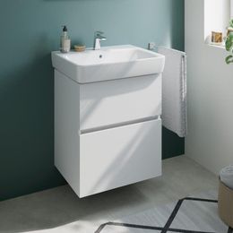 Geberit Renova Plan Waschtisch, evineo ineo5 evo Unterschrank B: 60 cm, 2 Ausz&uuml;ge, mit Griffmulde,, 501636008+BE0985WH,