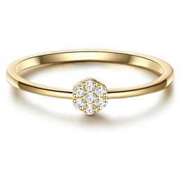 Glanzst&uuml;cke M&uuml;nchen Solit&auml;rring GLANZST&Uuml;CKE M&Uuml;NCHEN "GSM393" Gr. 58, gelbgold, Fingerringe, Damen, 58, Silber 925 (Sterlingsilber), 4,2mm, mit Zirkonia-Stein