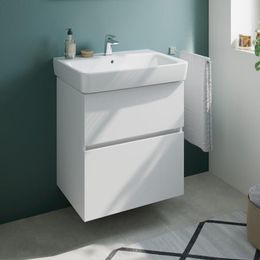 Geberit Renova Plan Waschtisch, evineo ineo5 evo Unterschrank B: 65 cm, 2 Ausz&uuml;ge, mit Griffmulde,, 501640001+BE0986WH,