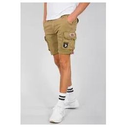 Cargoshorts Alpha Industries "Crew Short Patch", Herren, Gr. 31, N-Gr, beige (sand), Web, Obermaterial: 98% Baumwolle, 2% Elasthan, unifarben, slim fit kniefrei, Hosen