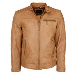 Bikerjacke JCC "Lederjacke 3102127", Damen, Gr. 48, braun (cognac), Obermaterial: 100% Lammnappaleder LANA. Futter: 100% Baumwolle CO., Jacken Bikerjacke
