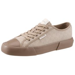Plateausneaker Calvin Klein "VULC LOW LACEUP AOP CANVAS", Herren, Gr. 37, beige, Textil, Minimalmuster, unifarben, Basic, Schuhe Plateausneaker, Freizeitschuh, Halbschuh, Schn&uuml;rer mit Plateau