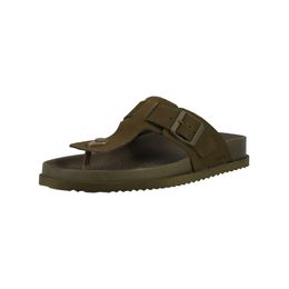 Zehentrenner Geox "Geox Pantoletten Veloursleder", Herren, Gr. 41, military, Veloursleder, Schuhe Zehentrenner