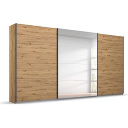 Schwebet&uuml;renschrank Rauch "Kleiderschrank Schrank Garderobe W&auml;scheschrank Ankleide OTELI", braun (eiche artisan), B:360cm H:229cm T:68cm, Holzwerkstoff, Schr&auml;nke, Schwebet&uuml;renschrank, mit Spiegel, schlichte Dekor- oder Hochglanz-Front MADE IN GERMANY