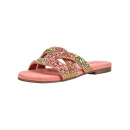 Pantolette Lazamani "Lazamani Pantoletten Leder/Textil", Damen, Gr. 39, bunt (pink), Leder, Textil, Schuhe Pantolette