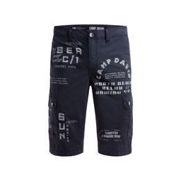 CAMP DAVID Cargo Shorts mit vielen Label Prints Herren Gr&ouml;&szlig;e 40 blau