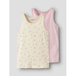 Unterhemd name it "NMFTANK TOP 2P FLOWER NOOS", M&auml;dchen, Gr. 110, 2 Stk., N-Gr, turtledove pack:w, pale lila, Jersey, Obermaterial: 95% Baumwolle, 5% Elasthan, bedruckt, bequem, Rundhals, Unterhemden Unterhemd