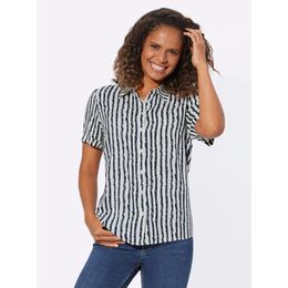 Kurzarmbluse Casual Looks, Damen, Gr. 36, bunt (marine, ecru, gestreift), 100% Viskose, gemustert, gestreift, mehrfarbig, Blusen