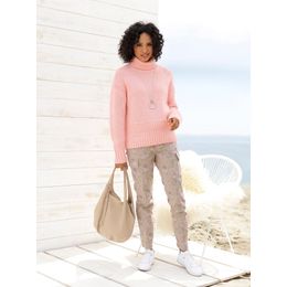 Strickpullover Heine "Pullover", Damen, Gr. 40, rosa (altrosa), 46% Polyester, 25% Viskose, 16% Polyamid, 13% Wolle, unifarben, Pullover Strickpullover