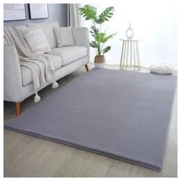 Hochflor-Teppich Ayyildiz TEPPICHE "POUFFY 5100", grau, B:80cm H:20mm L:150cm, Polyester, Teppiche, L&auml;ufer, weicher glatter Softflor, Kaninchen Fell Haptik, waschbar