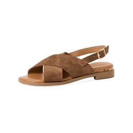 Riemchensandale Tamaris "Tamaris Sandalen Veloursleder", Damen, Gr. 37, dunkelbraun, Veloursleder, Schuhe Riemchensandale