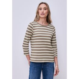 3/4-Arm-Shirt Street One, Damen, Gr. 36, light terra mocha, Web, 65% Baumwolle, 35% Polyester, unifarben, comfort fit normal, U-Boot-Ausschnitt, normaler Saum, Shirts 3/4-Arm-Shirt, mit U-Boot-Ausschnitt